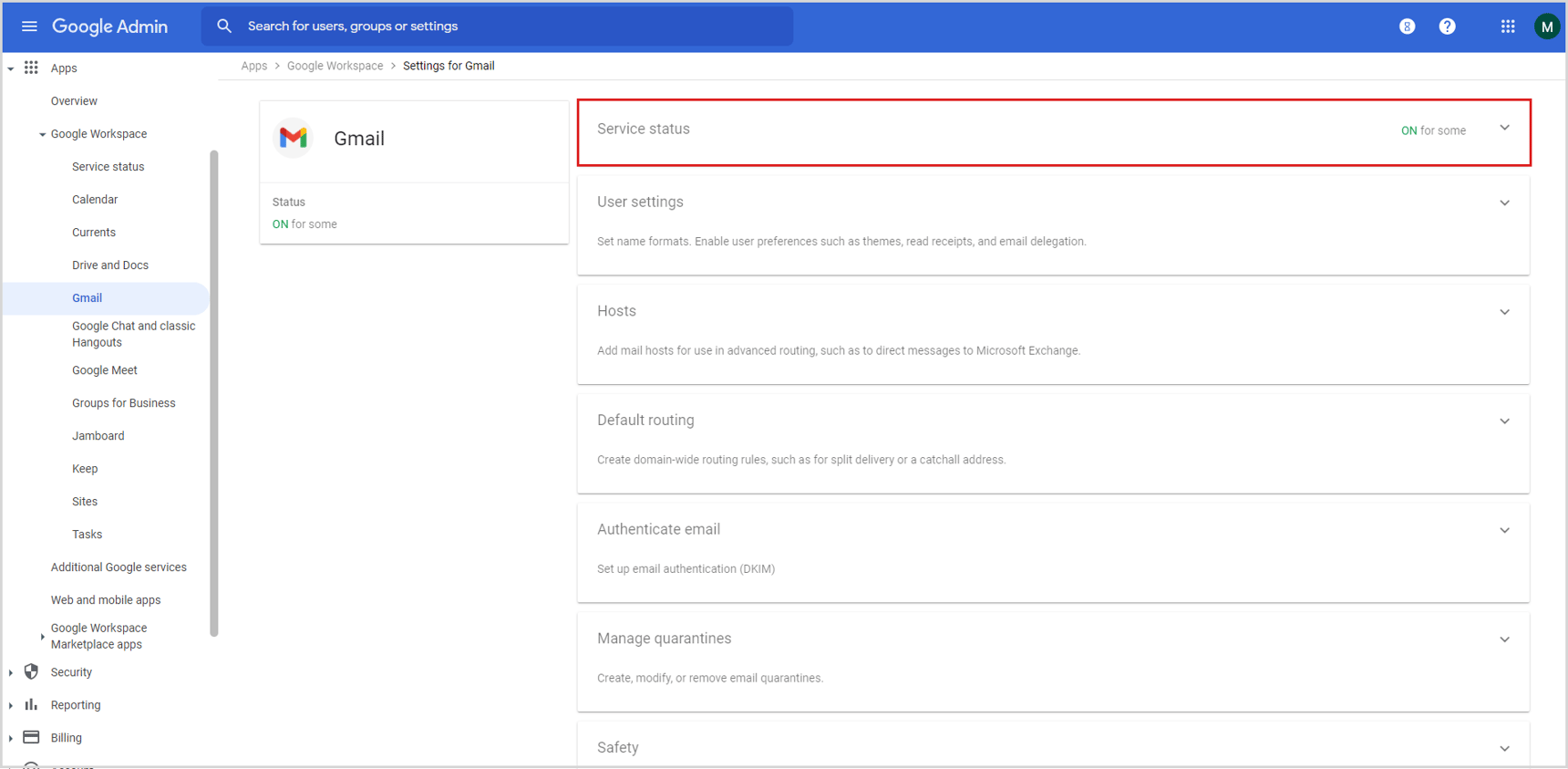 How to enable Gmail and Google Drive services in Google Workspace Admin console